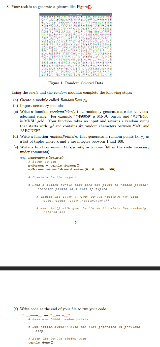 Solved 8. Your task is to generate a picture like Figure I | Chegg.com