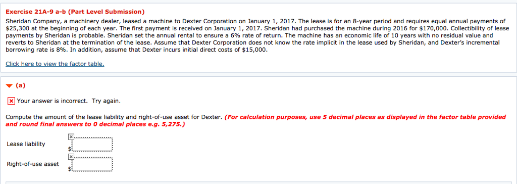 Solved Exercise 21A-9 a-b (Part Level Submission) Sheridan | Chegg.com