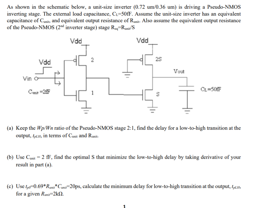 As shown in the schematic below, a unit-size inverter | Chegg.com