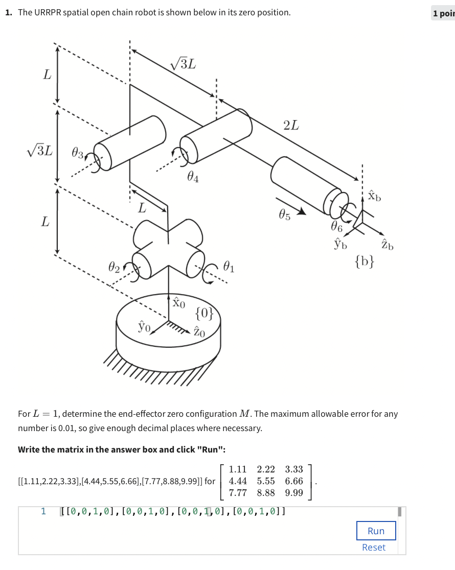 Solved The URRPR spatial open chain robot is shown below in | Chegg.com
