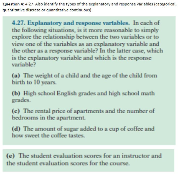 Solved Remember also identify the types of the explanatory | Chegg.com