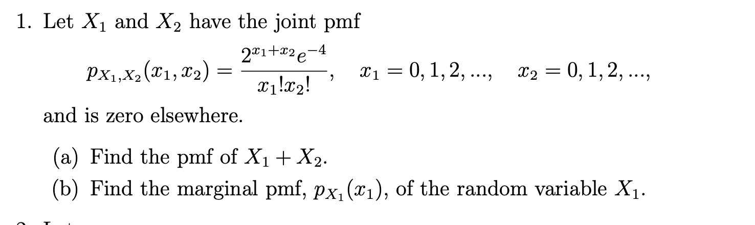 Solved 1. Let X1 and X2 have the joint pmf | Chegg.com