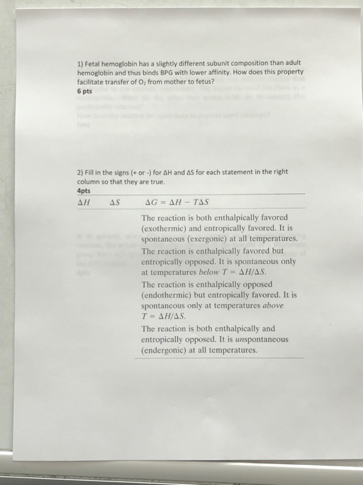 Solved 1) Fetal hemoglobin has a slightly different subunit | Chegg.com