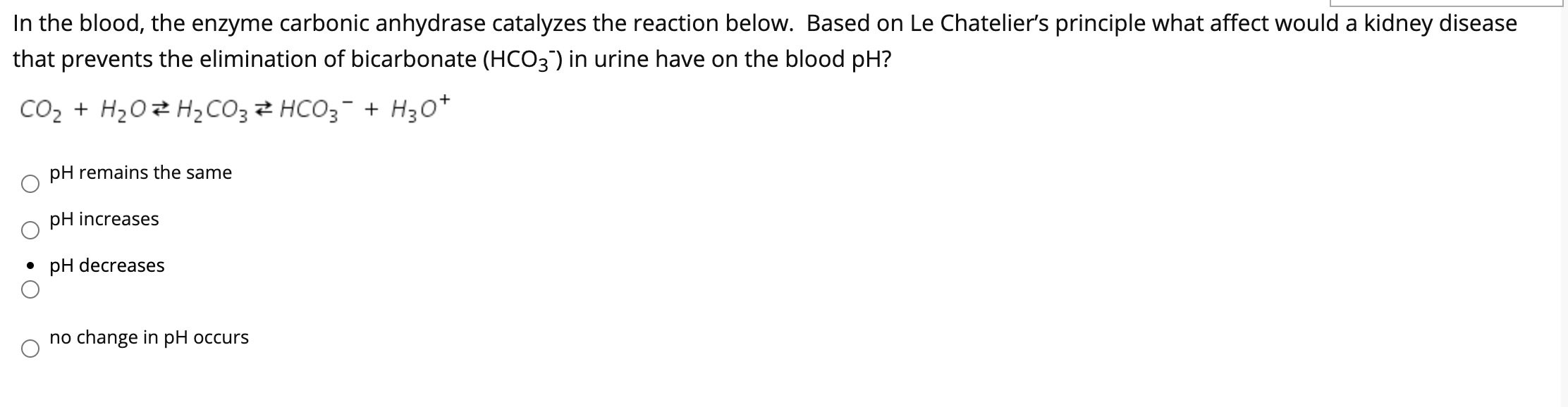 Solved In the blood, the enzyme carbonic anhydrase catalyzes | Chegg.com