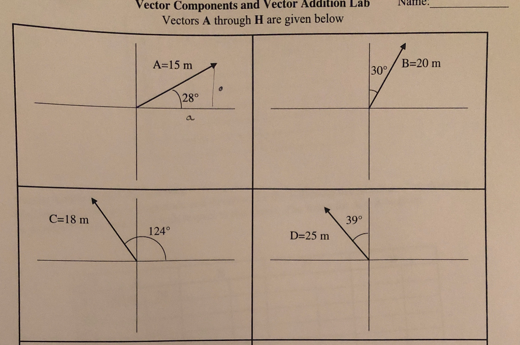Solved Vector Components and Vector Addition Lab Vectors A | Chegg.com