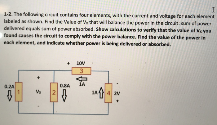 Solved 1-2. The following circuit contains four elements, | Chegg.com