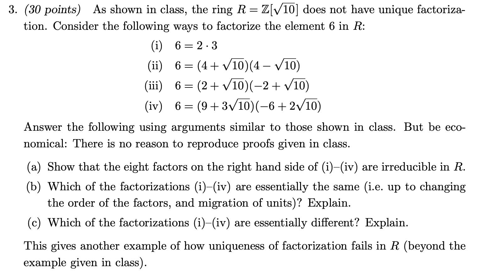 3. (30 points) As shown in class, the ring | Chegg.com
