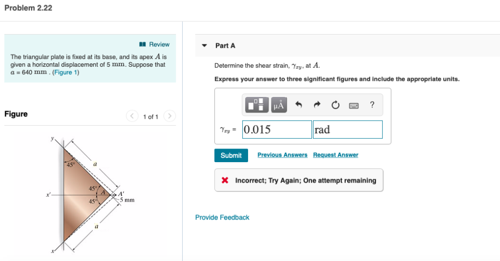 Solved Problem 2.22 Review Part A The triangular plate is | Chegg.com