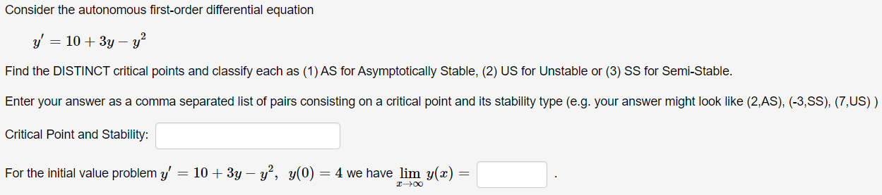 Solved Consider the autonomous first-order differential | Chegg.com