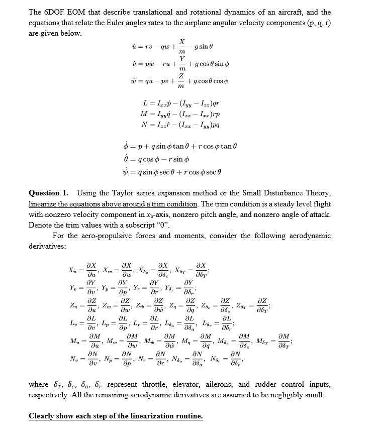 The 6DOF EOM that describe translational and | Chegg.com