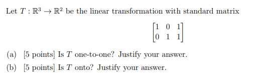 Solved Let T:R3 R2 be the linear transformation with | Chegg.com