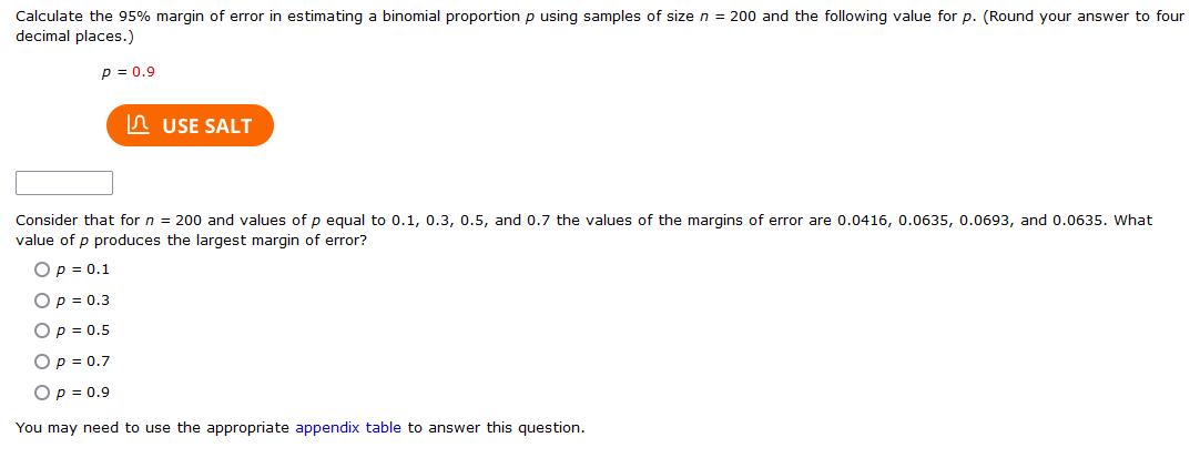 Solved Calculate the 95% margin of error in estimating a | Chegg.com