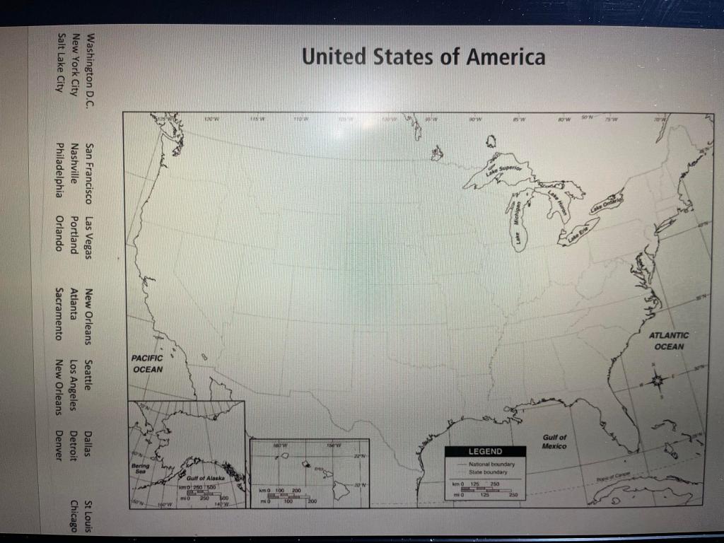 Solved Please identify the location of the places listed on | Chegg.com