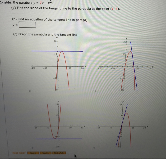 Solved Consider the parabola y = 7x - x^2. (a) Find the | Chegg.com