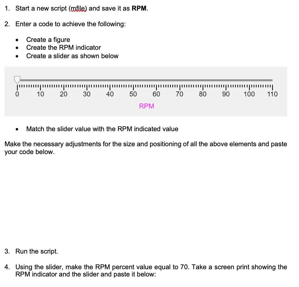 Solved 1 Start A New Script Mfile And Save It As Rpm 2 