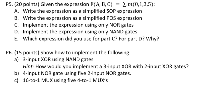 Solved P5. (20 points) Given the expression | Chegg.com