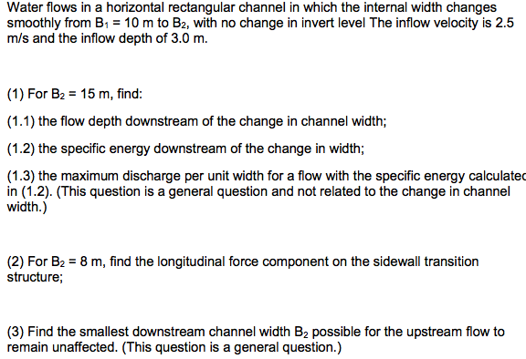 Solved Water flows in a horizontal rectangular channel in | Chegg.com