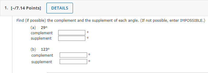 Solved Find (if possible) the complement and the supplement | Chegg.com