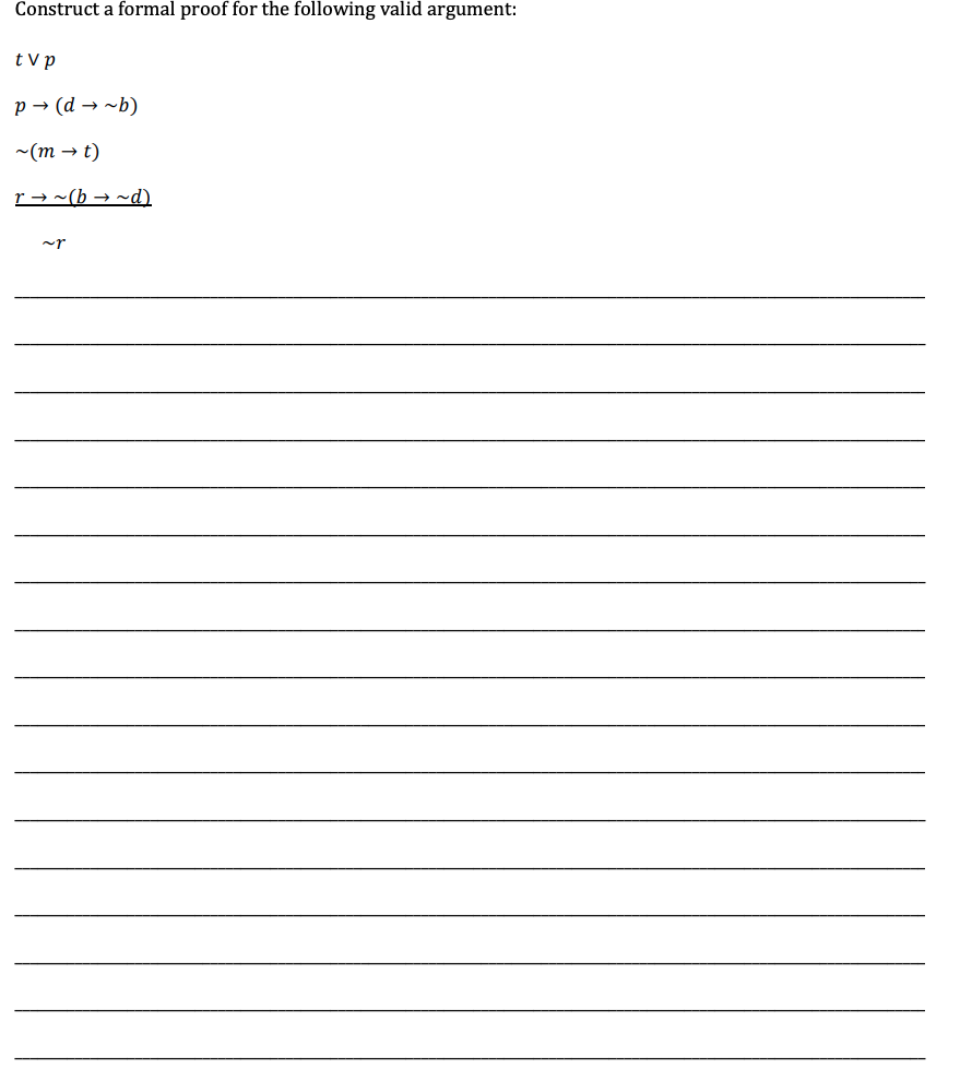 Solved Construct a formal proof for the following valid | Chegg.com
