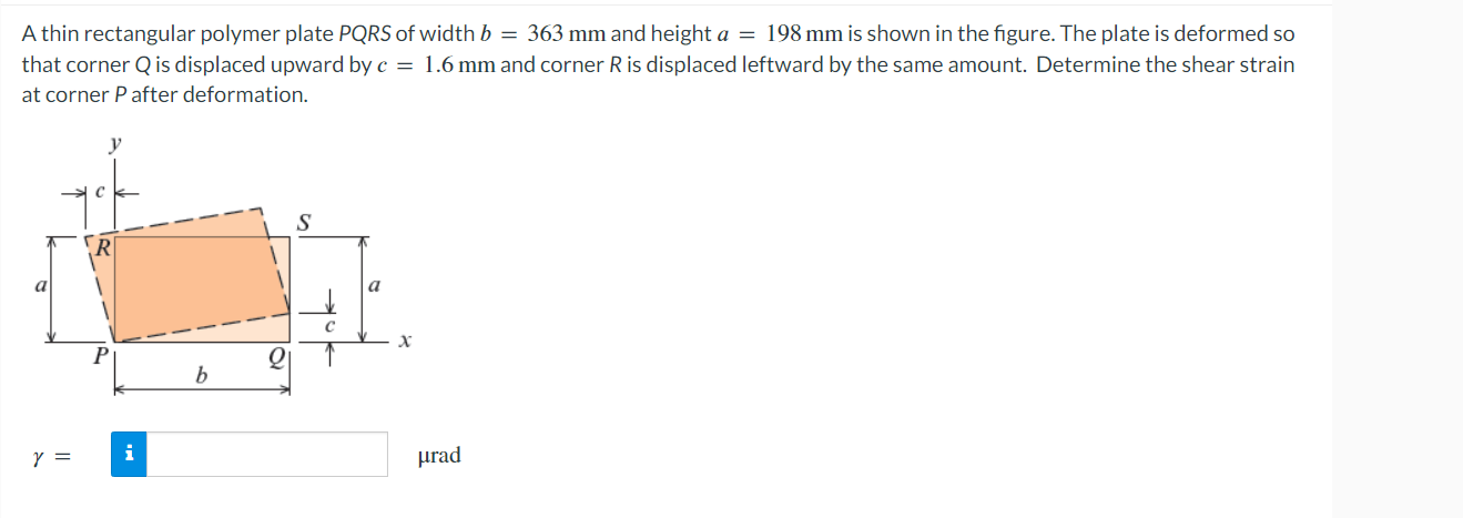 Solved A thin rectangular polymer plate PQRS of width b=363 | Chegg.com