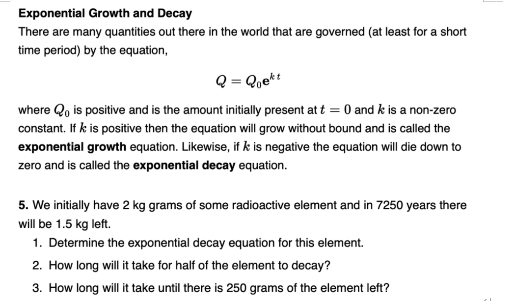 Solved Exponential Growth and Decay There are many | Chegg.com