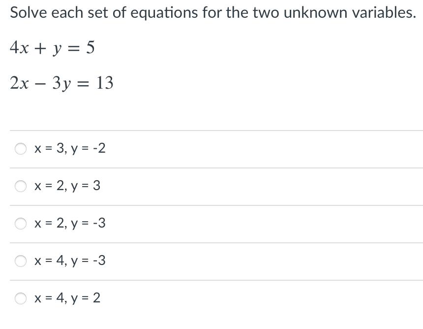 Solved Solve each set of equations for the two unknown | Chegg.com