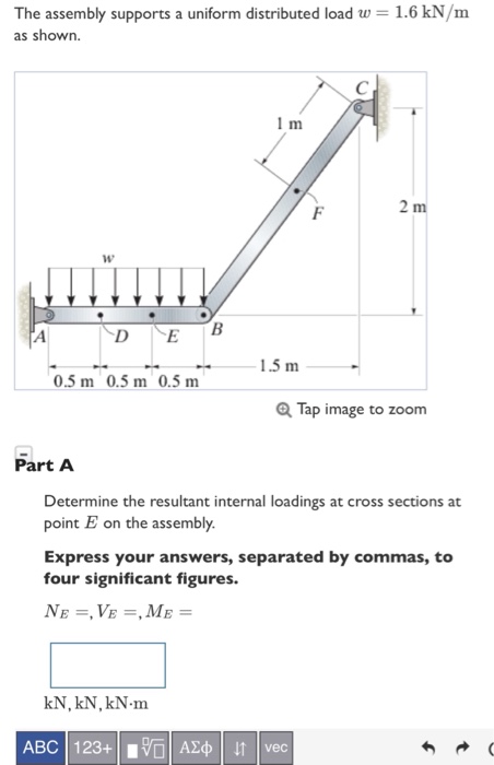 Solved The assembly supports a uniform distributed load w | Chegg.com