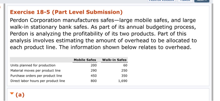 Solved Exercise 18-5 (Part Level Submission) Perdon | Chegg.com