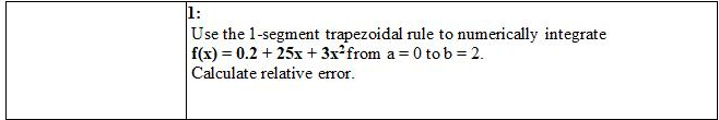 Solved 1: Use the 1-segment trapezoidal rule to numerically | Chegg.com