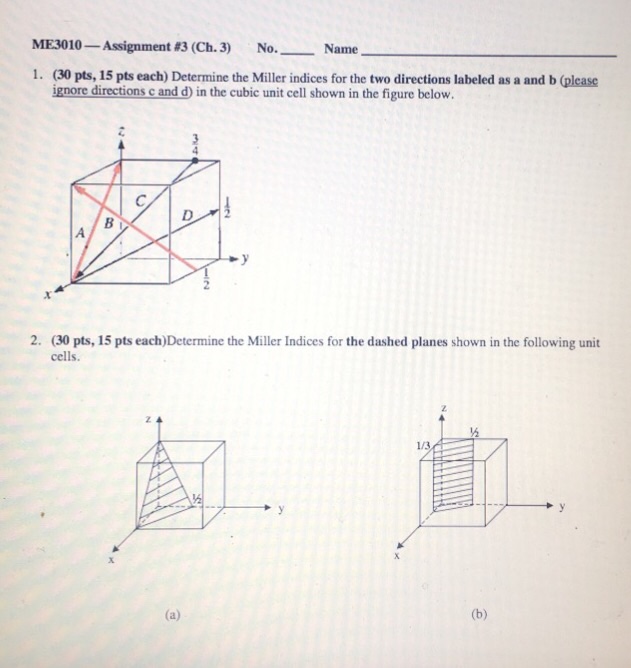 Solved Determine the Miller indices for the two directions | Chegg.com