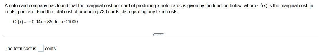 Solved A note card company has found that the marginal cost | Chegg.com