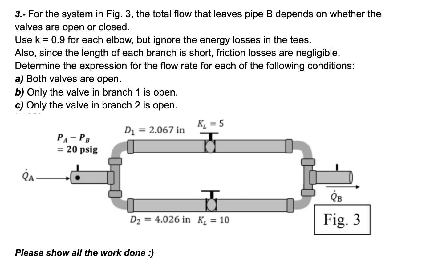 Solved = 3.- For the system in Fig. 3, the total flow that | Chegg.com