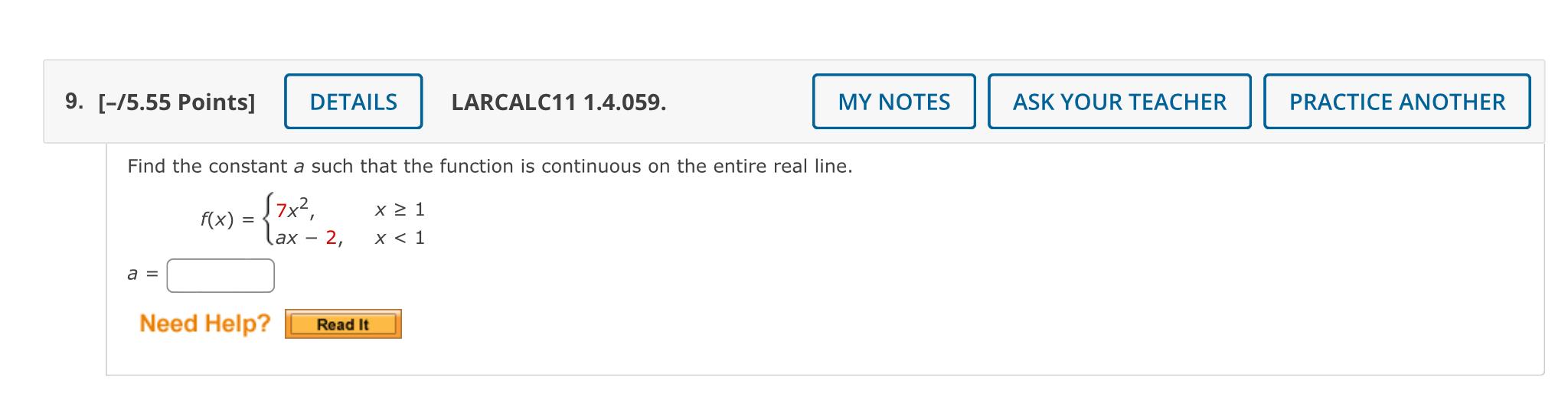 Solved 9. [-75.55 Points] DETAILS LARCALC11 1.4.059. MY | Chegg.com