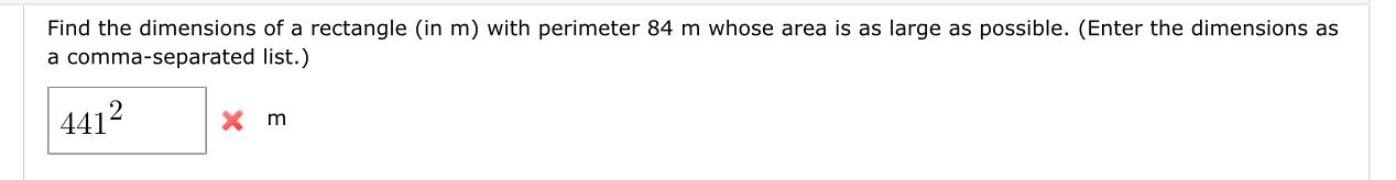 Solved Find the dimensions of a rectangle (in m) with | Chegg.com