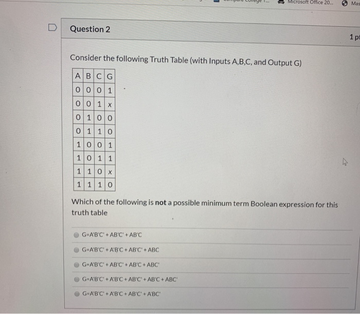 Solved gMicrosoft Office 20... Mas DQuestion 2 1 pt Consider | Chegg.com