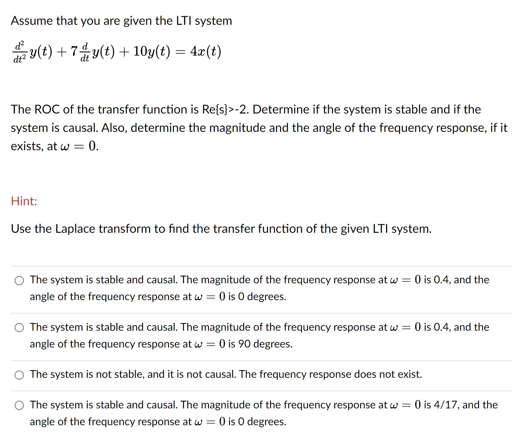 Solved Assume that you are given the LTI | Chegg.com