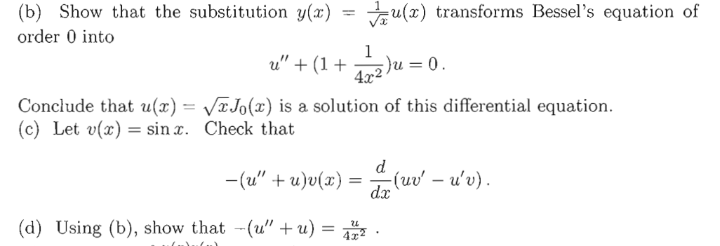 Solved (b) Show that the substitution y(x)=x1u(x) transforms | Chegg.com