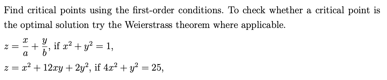 Solved Find critical points using the first-order | Chegg.com