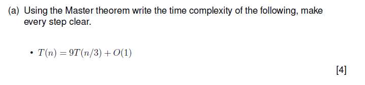 Solved A Using The Master Theorem Write The Time Complexity 1953