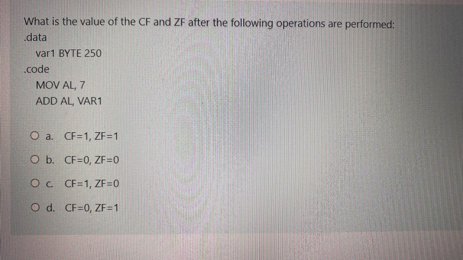 Solved What is the value of the CF and ZF after the | Chegg.com