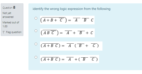 Solved Question 8 identify the wrong logic expression from | Chegg.com