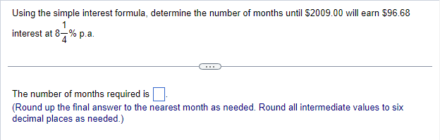 Solved Using the simple interest formula, determine the | Chegg.com