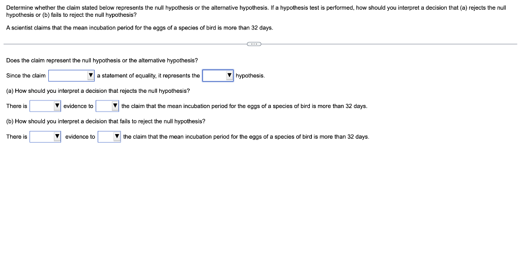 Solved Hypothesis Or B Fails To Reject The Null 