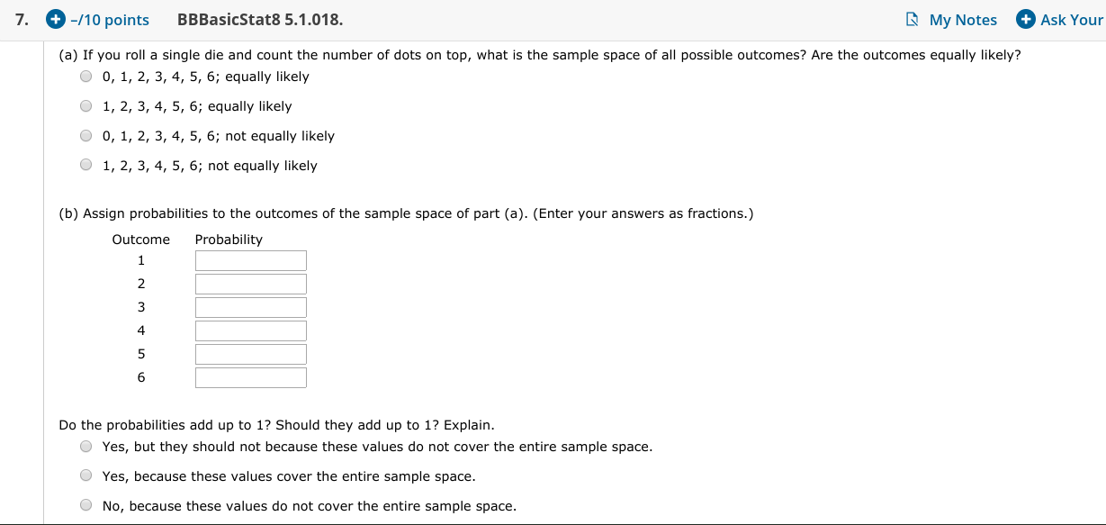 Solved Do The Probabilities Add Up To 1 Should They Add Chegg