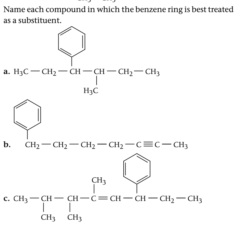 Solved Name each compound in which the benzene ring is best | Chegg.com