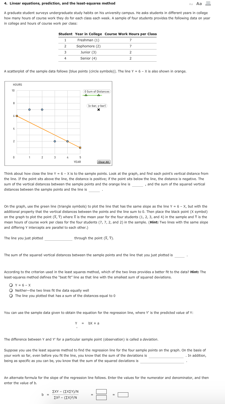 Solved 4. Linear equations, prediction, and the | Chegg.com