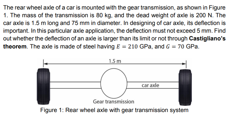 Solved The rear wheel axle of a car is mounted with the gear | Chegg.com