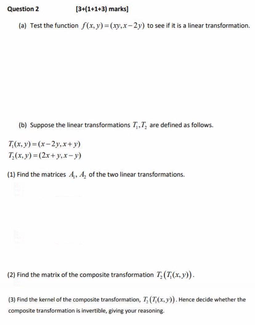 Solved Question 2 [3+(1+1+3) marks) (a) Test the function | Chegg.com