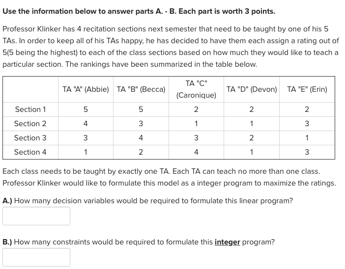 Solved Use the information below to answer parts A. - B. | Chegg.com