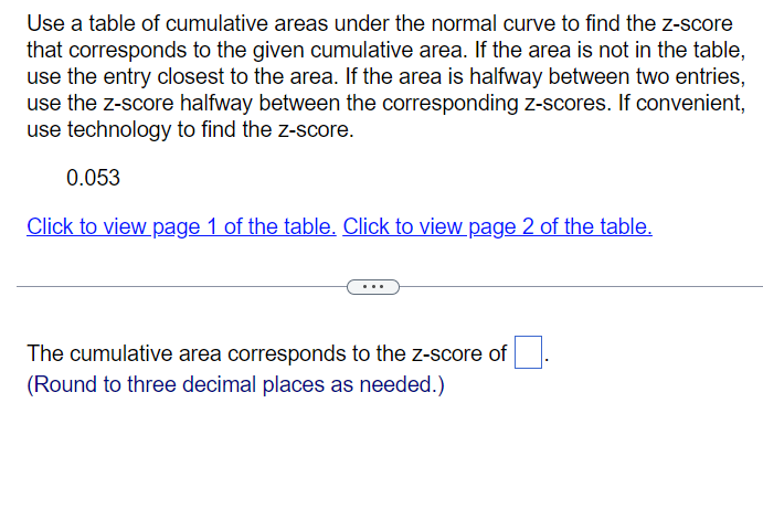 Solved Use a table of cumulative areas under the normal | Chegg.com